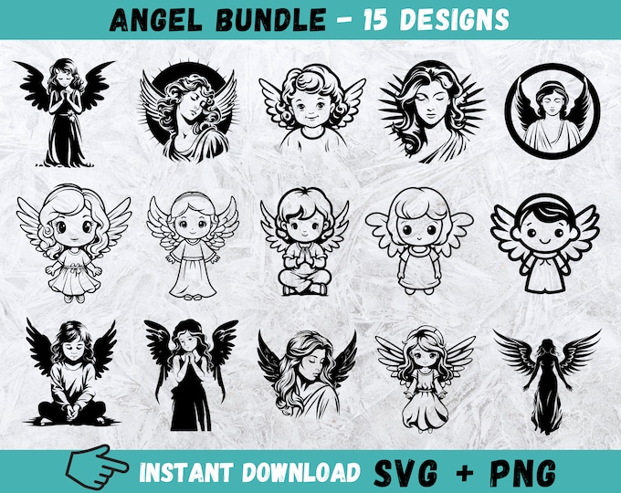 Cute Angel SVG Little Girl Angel Cut File for Cricut Silhouette Angel ...