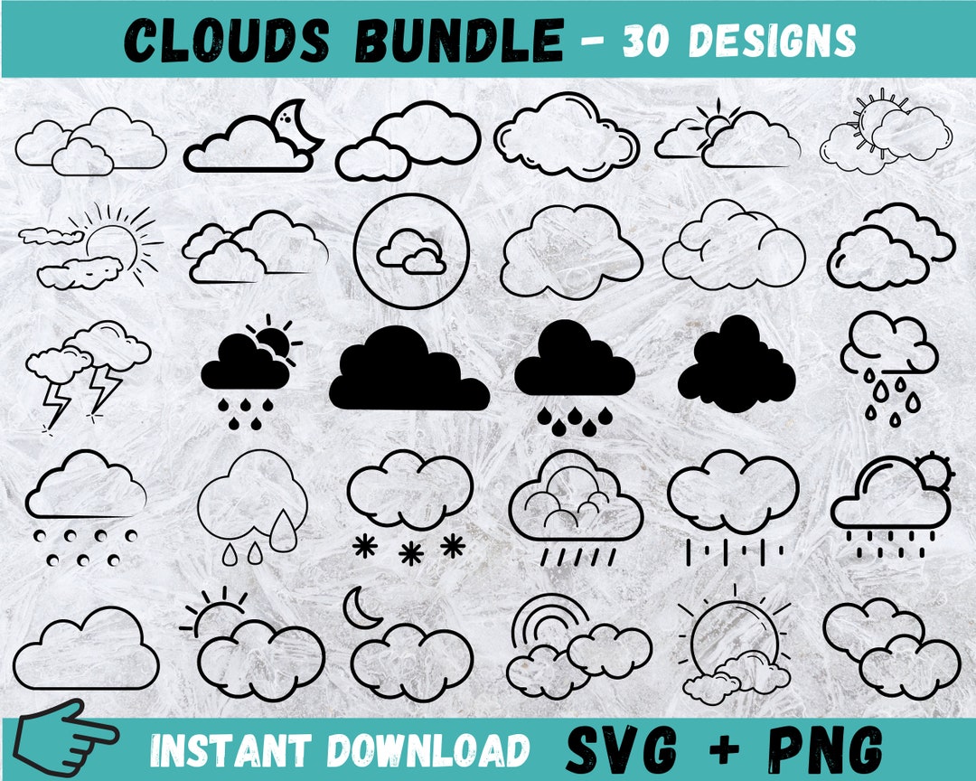 Clouds SVG, Cloud SVG, Clouds Bundle Svg, Cloud Clipart, Rain Cloud Svg ...
