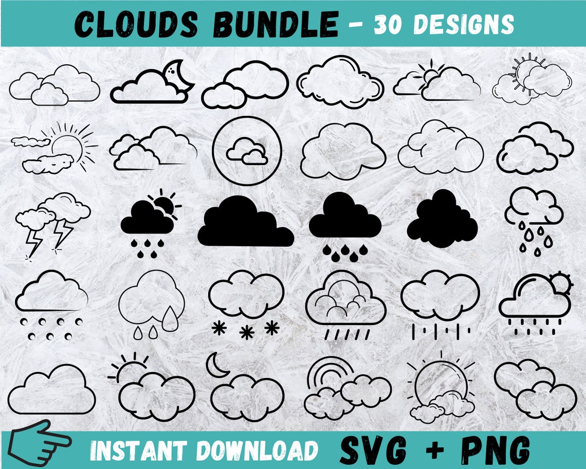 Clouds SVG Cloud SVG Clouds Bundle Svg Cloud Clipart Rain - Etsy
