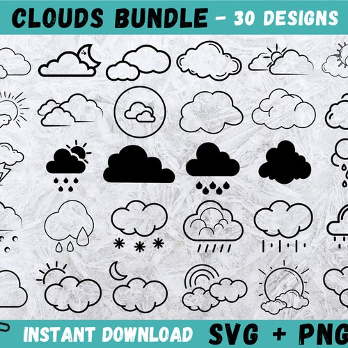 Clouds SVG Cloud SVG Clouds Bundle Svg Cloud Clipart Rain - Etsy