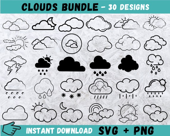 Clouds SVG Cloud SVG Clouds Bundle Svg Cloud Clipart Rain - Etsy UK