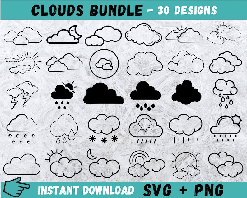 Clouds SVG Cloud SVG Clouds Bundle Svg Cloud Clipart Rain - Etsy