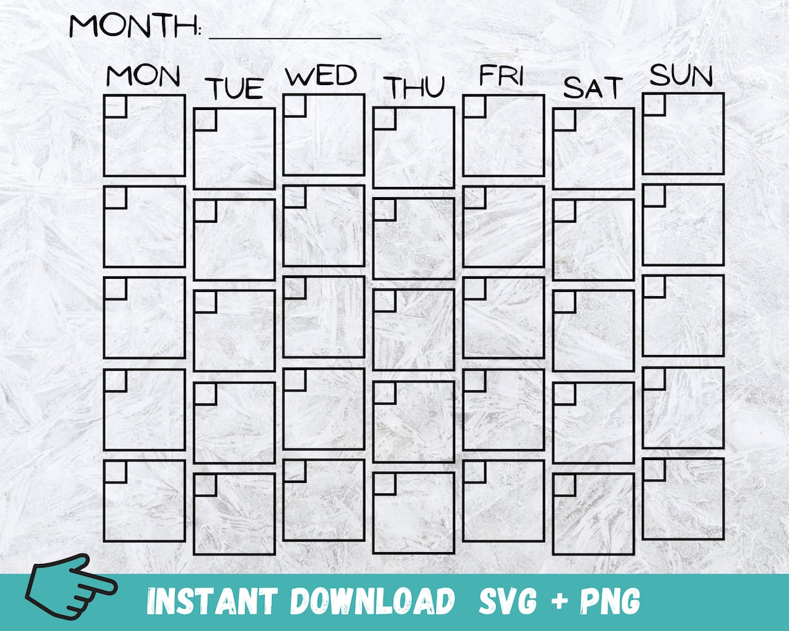 Calendar SVG Monthly Calendar Cut file Home office decor | Etsy