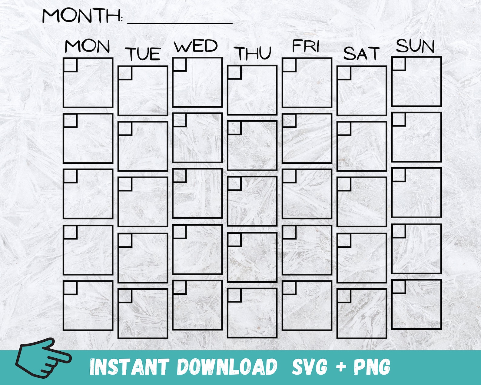 Calendar SVG Monthly Calendar Cut file Home office decor | Etsy