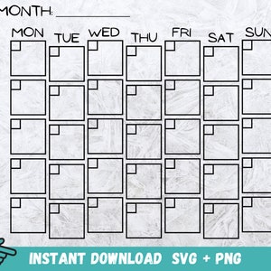 Calendar SVG, Monthly Calendar Cut File, Home Office Decor, Calendar ...