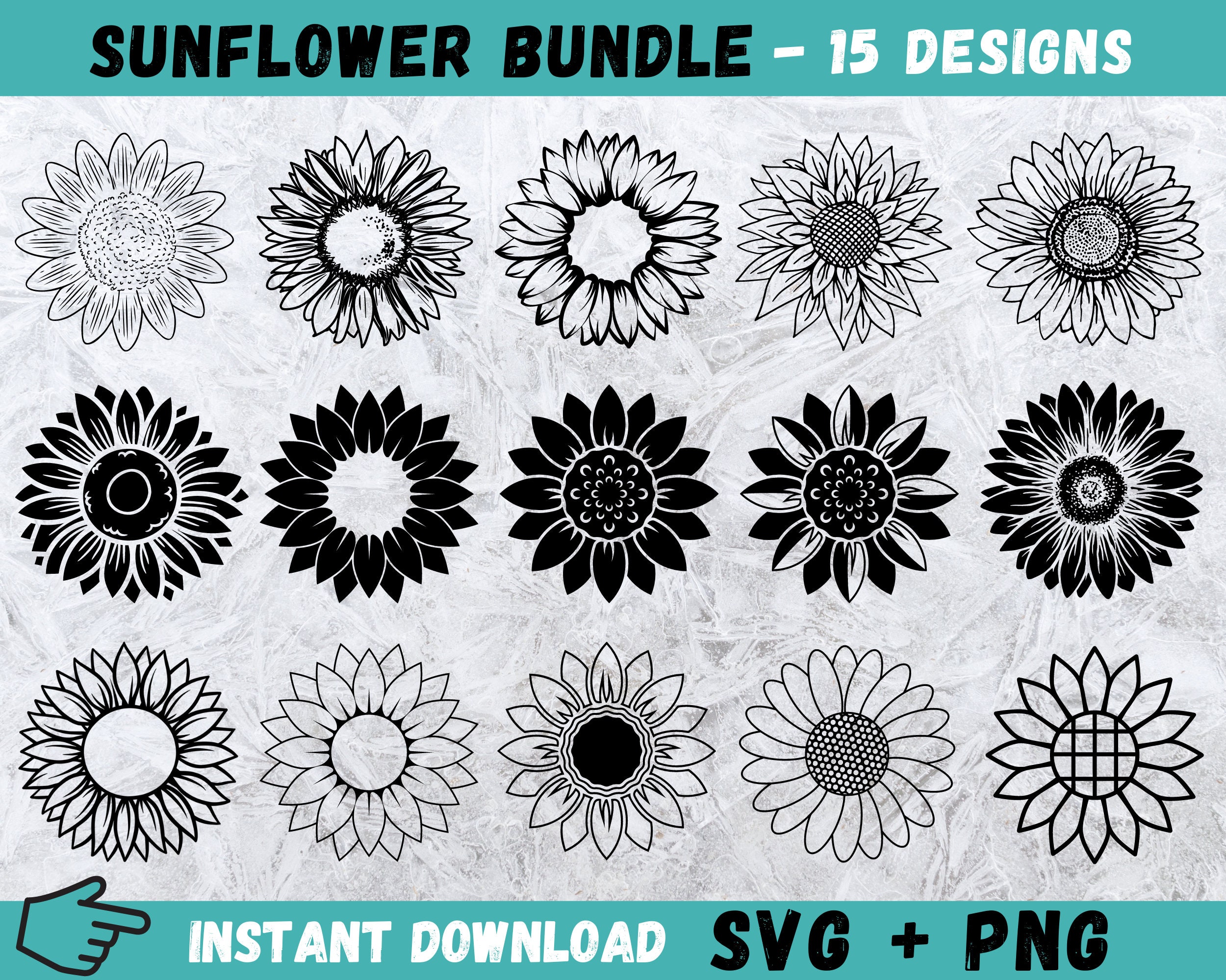Sunflower SVG Floral Bundle Sunflower Vector Sunflower - Etsy