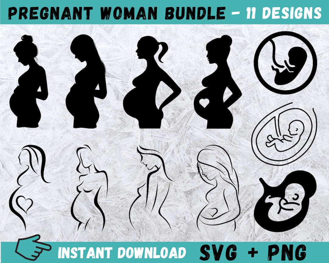 Pregnant Woman SVG Bundle: Silhouette Designs (digital Download) - Etsy