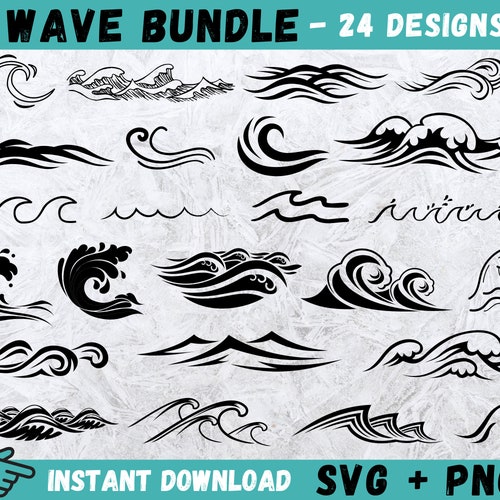 Wave Svg Bundle Waves Svg Waves Silhouette Wave Vector - Etsy