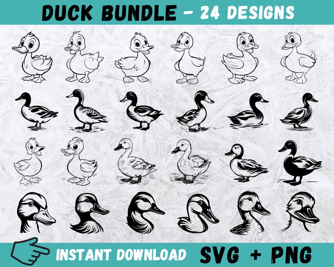 Duck SVG Bundle: Cartoon Duck Clipart, Cut Files (instant Download) - Etsy