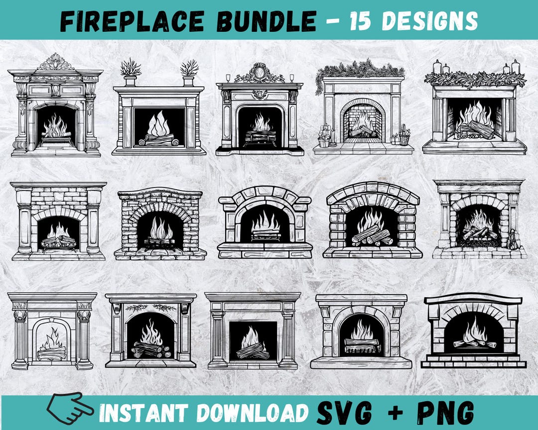 Fireplace SVG Bundle: Hand-drawn Fire Clipart (instant Download) - Etsy