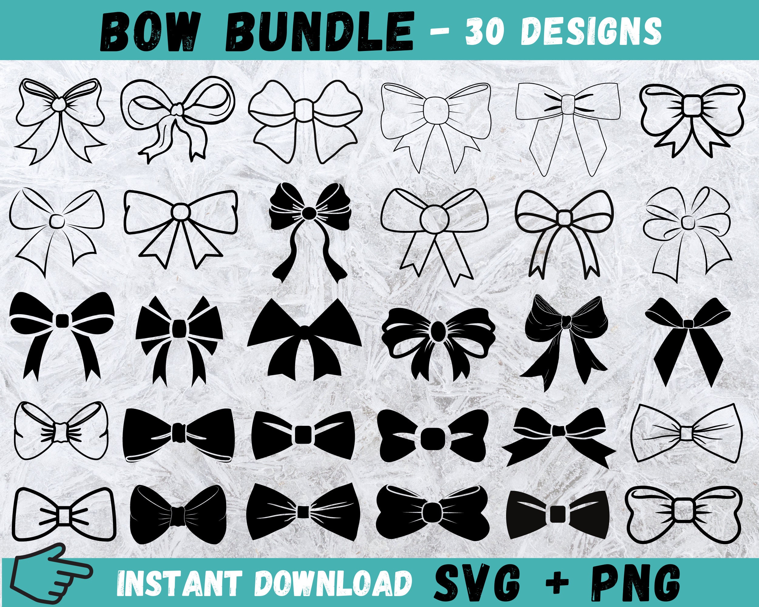 Bow SVG Bundle: 30 Hand-drawn Designs (SVG, PNG) - Etsy