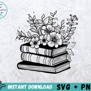 Floral Book SVG, Books With Flowers Svg, Book Cricut, Flowers Book ...