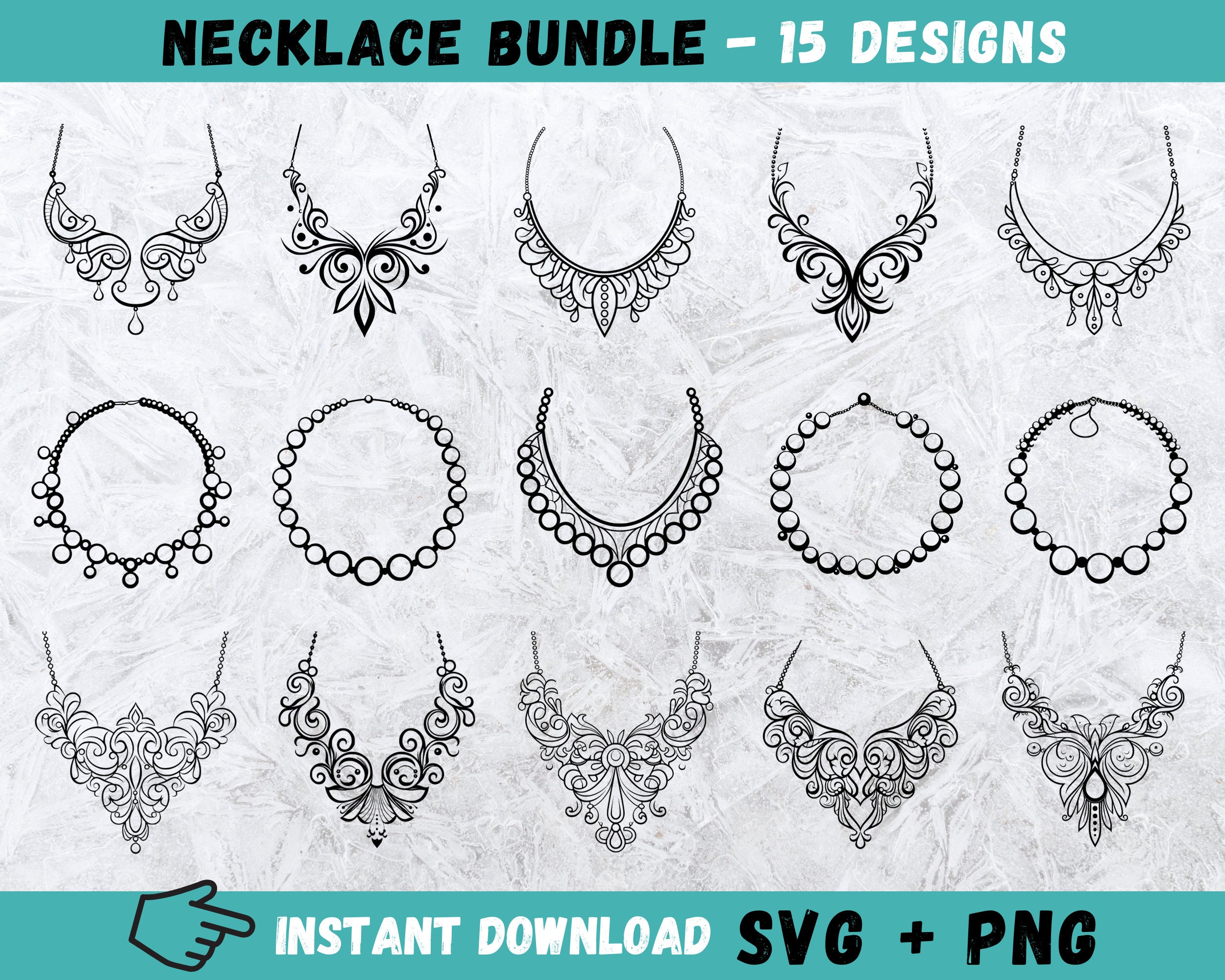 Necklace SVG Bundle: Jewelry Designs, Clipart, Cut Files (instant ...