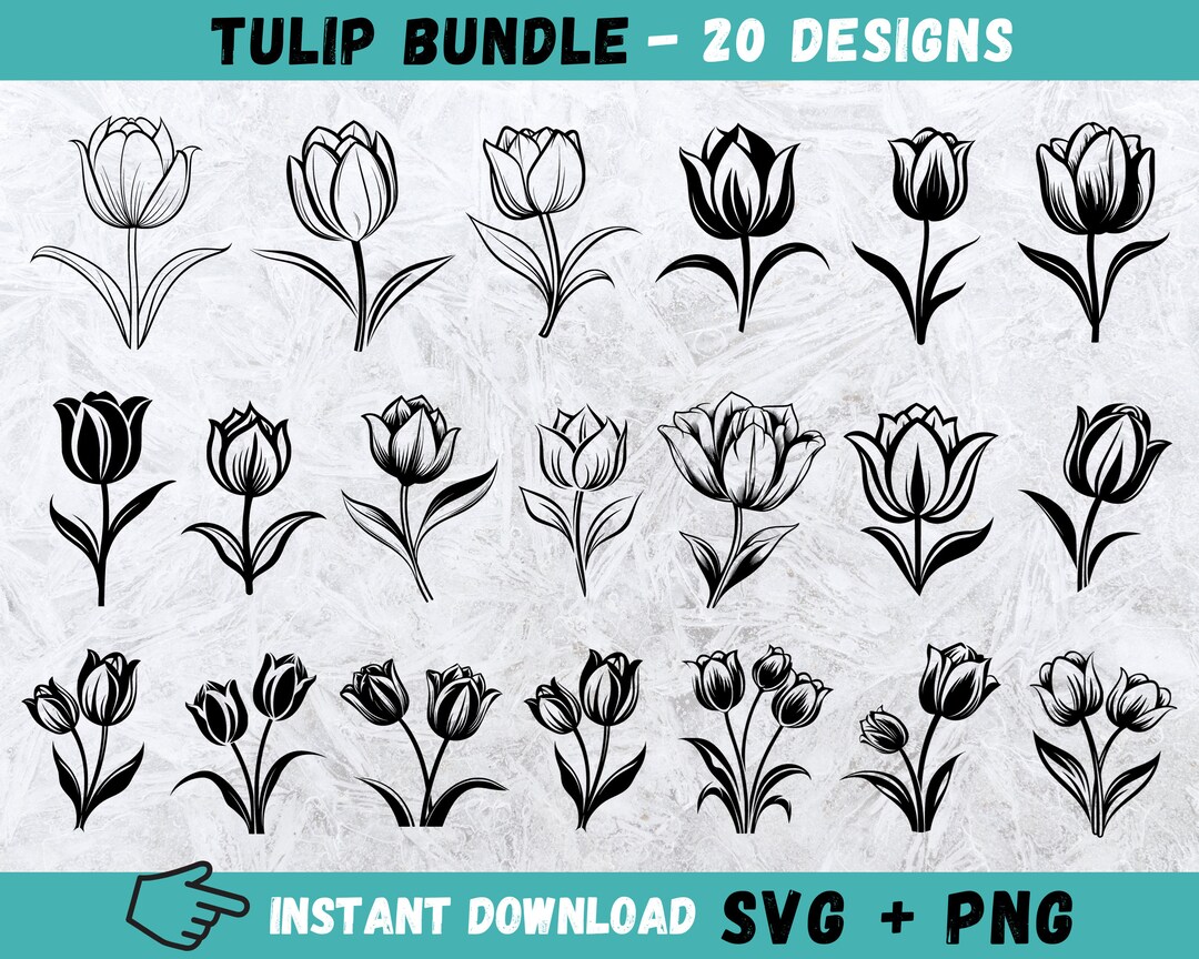 Tulip Flower SVG Bundle, Tulip Cricut, Flower Clipart, Tulip Monogram ...