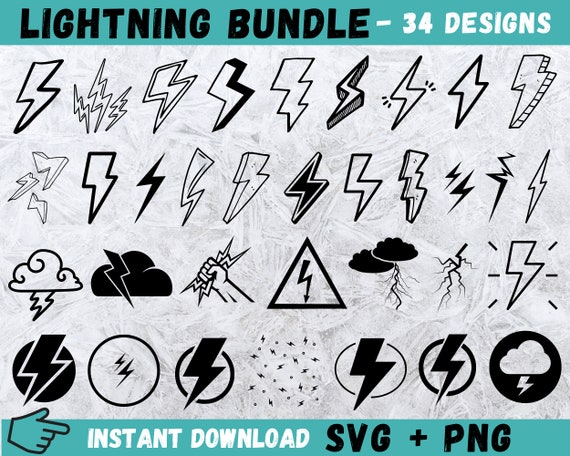 Lightning SVG Flash Svg Bundle Lightning Bolt Svg Lightning | Etsy