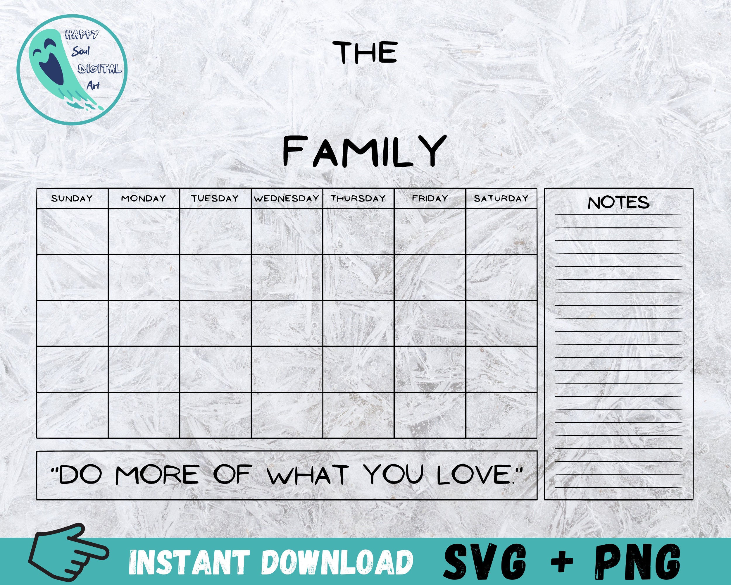Customizable Calendar SVG With Notes SVG Monthly Calendar - Etsy