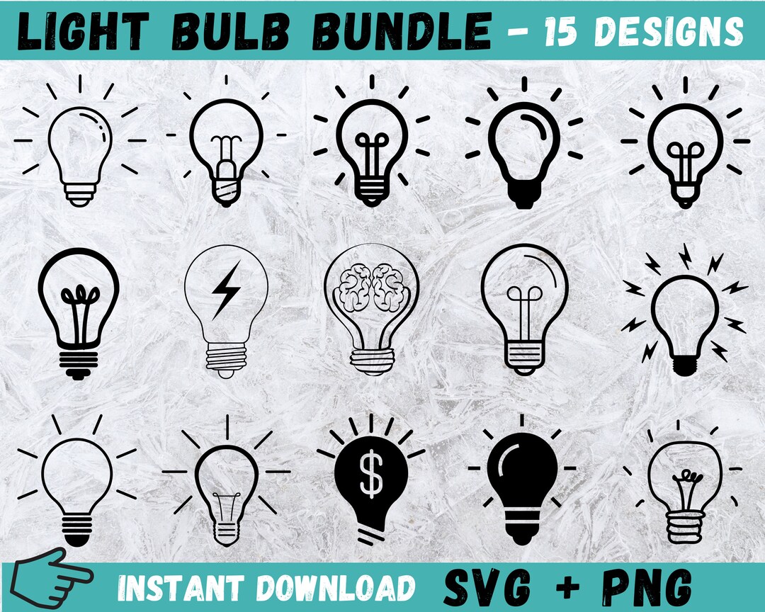 Light Bulb SVG Bundle: 15 Hand-drawn Designs (digital Download) - Etsy