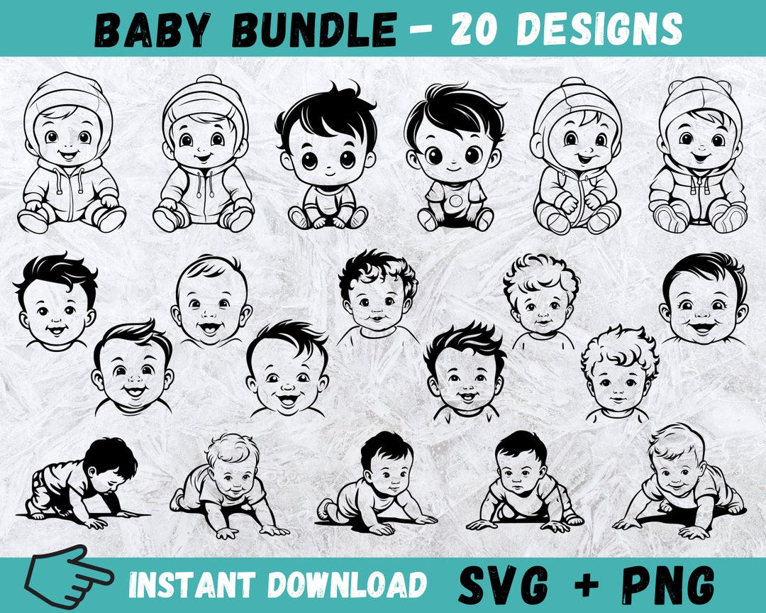Baby SVG Bundle, Baby Shower Svg, Toddler Silhouette, Baby Cut Files ...