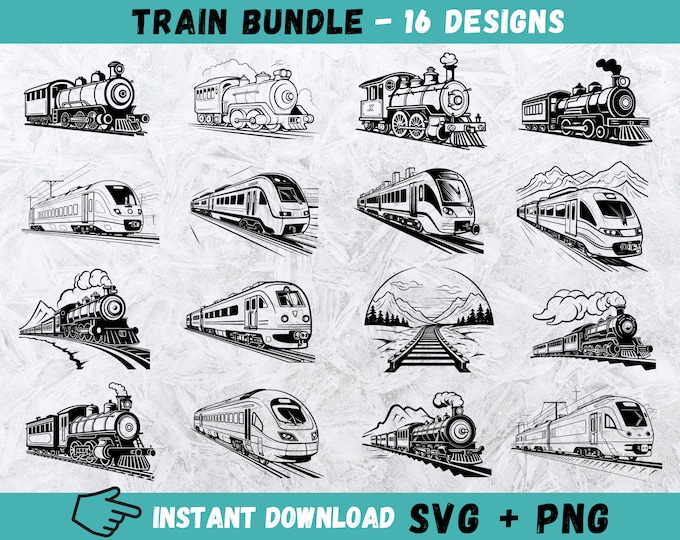 Train SVG Bundle, Train Svg, Locomotive Svg, Train Silhouette, Train ...