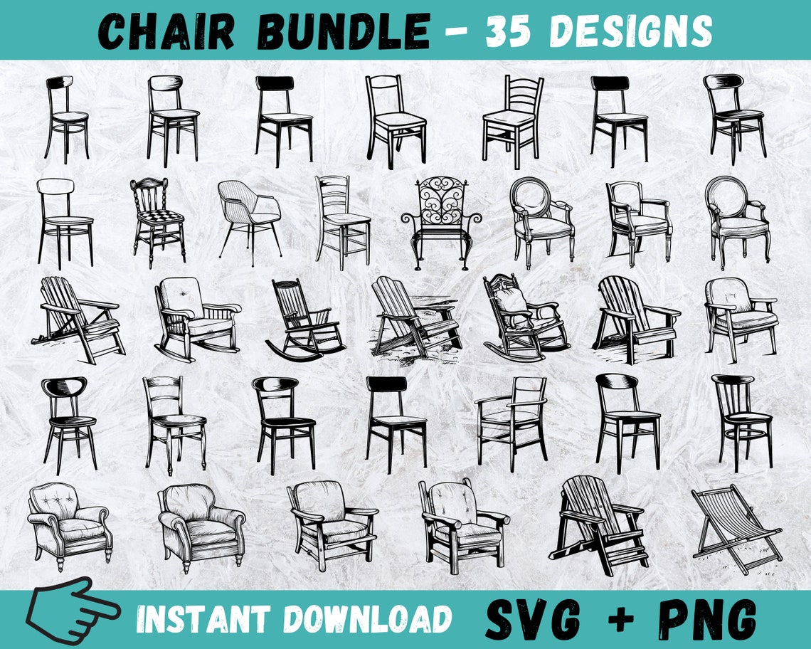 Chair SVG Bundle: 35 Hand-drawn Designs (instant Download) - Etsy