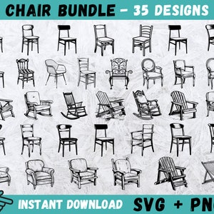 Chair SVG Bundle: 35 Hand-drawn Designs (instant Download) - Etsy