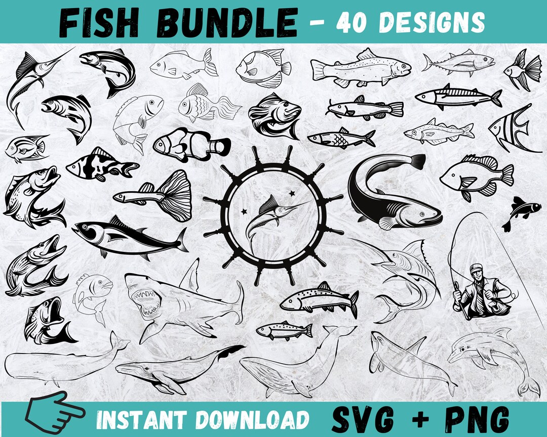 Fish SVG Bundle: 40 Hand-drawn Designs (digital Download) - Etsy
