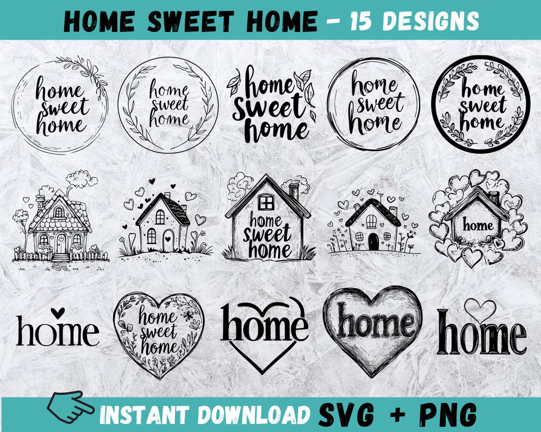 Home Sweet Home SVG Bundle: 15 Hand-drawn Designs (digital Download) - Etsy