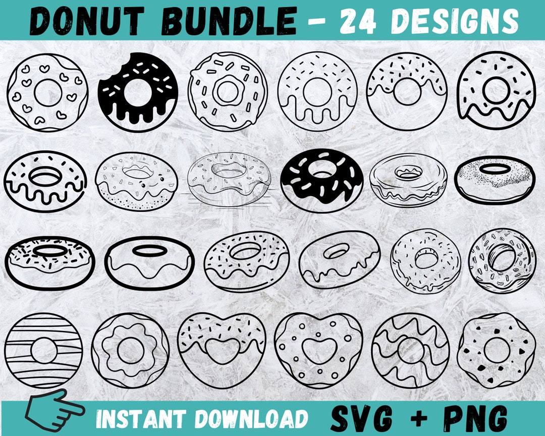 Donut Outline SVG, Donut Digital File, Donut Doodle, Donut Cut File ...
