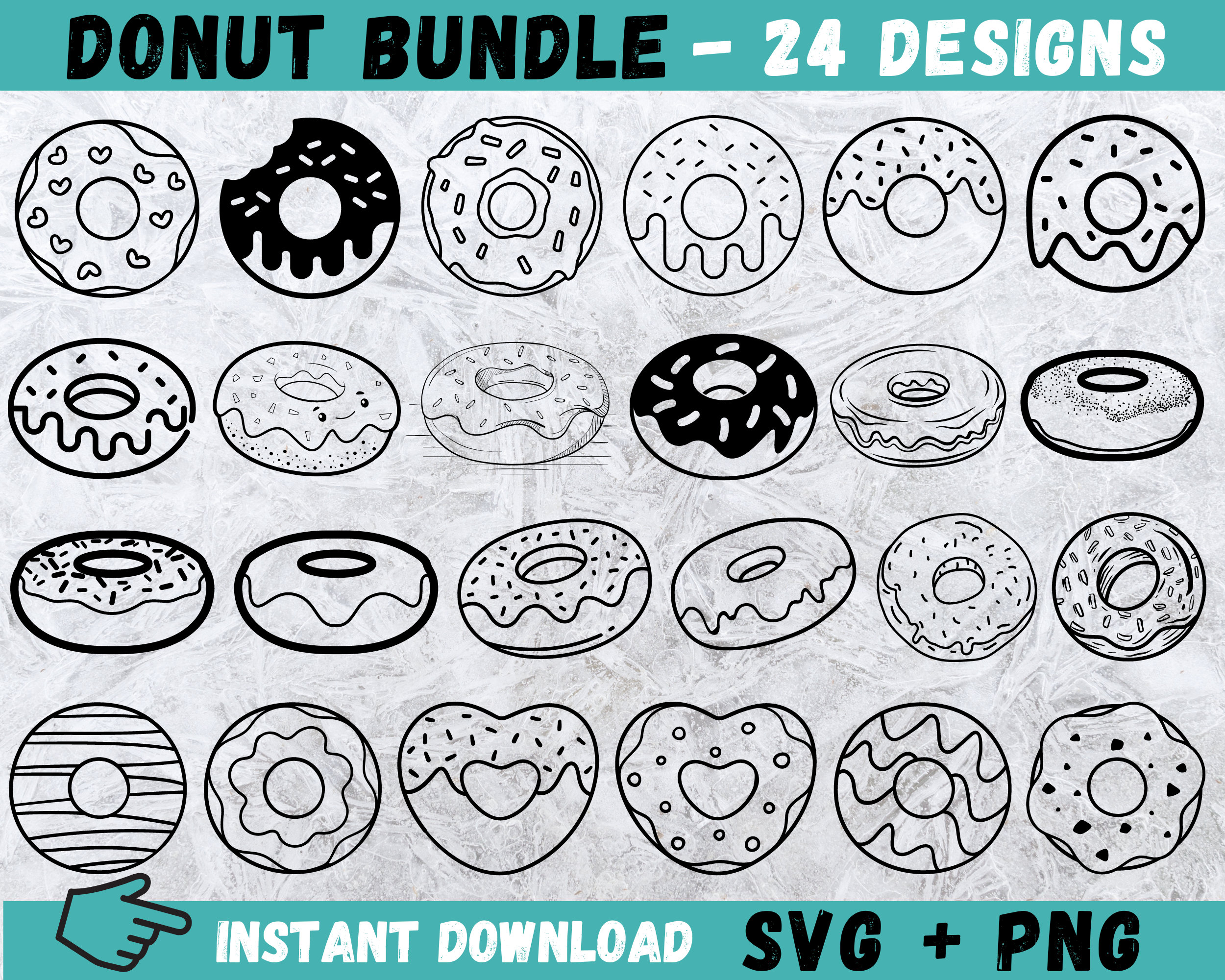 Donut Outline SVG Donut Digital File Donut Doodle Donut Cut - Etsy
