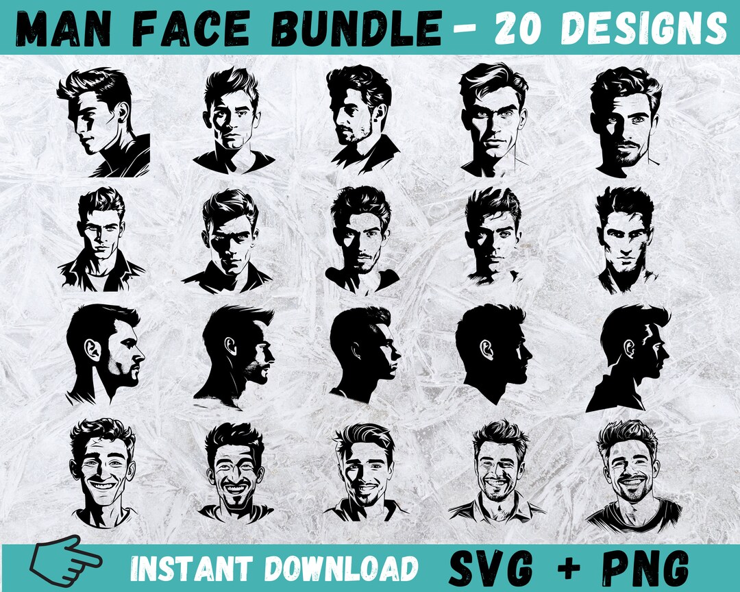Man Face SVG, Man Svg, Beautiful Face Svg, Man Silhouette, Male Face ...
