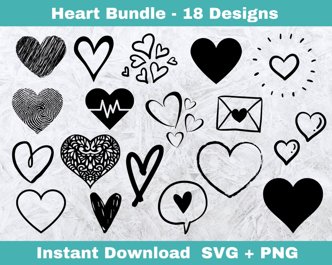 Heart Shape SVG, Hand Drawn Heart SVG, Valentine Svg, Love Cut Files ...