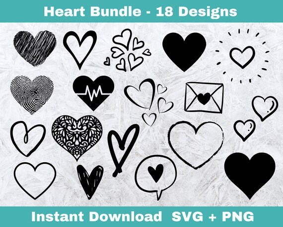 Heart Shape SVG Hand Drawn Heart SVG Valentine Svg Love Cut | Etsy