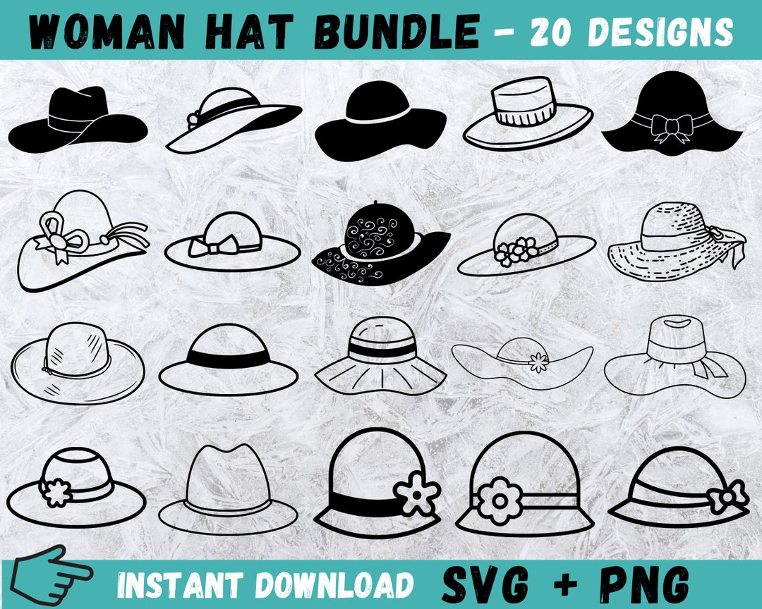 Woman Hat SVG Bundle: 20 Fashion Hat Designs (digital Download) - Etsy