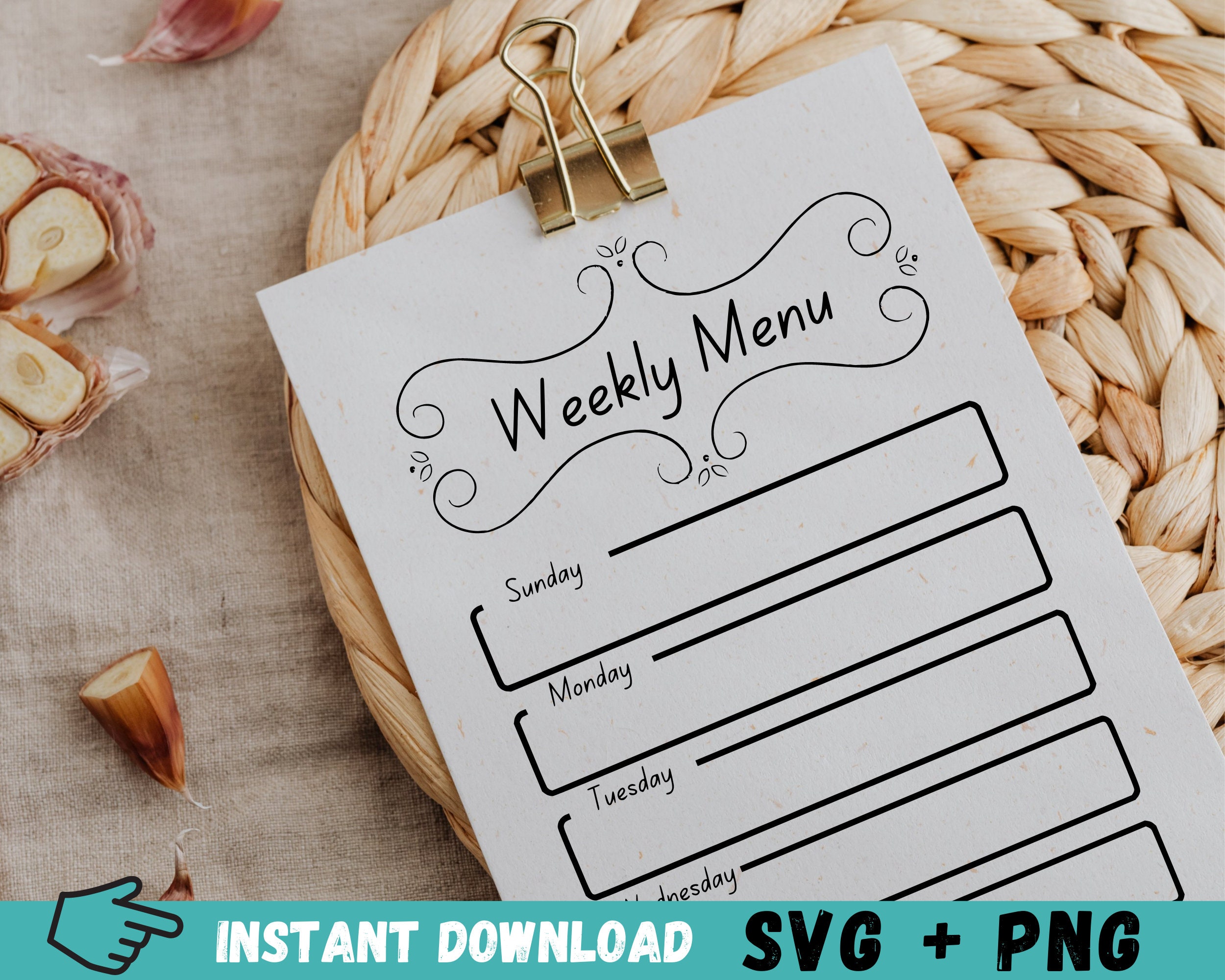 Weekly Menu Svg Menu Svg Weekly Menu Planner SVG Weekly | Etsy UK