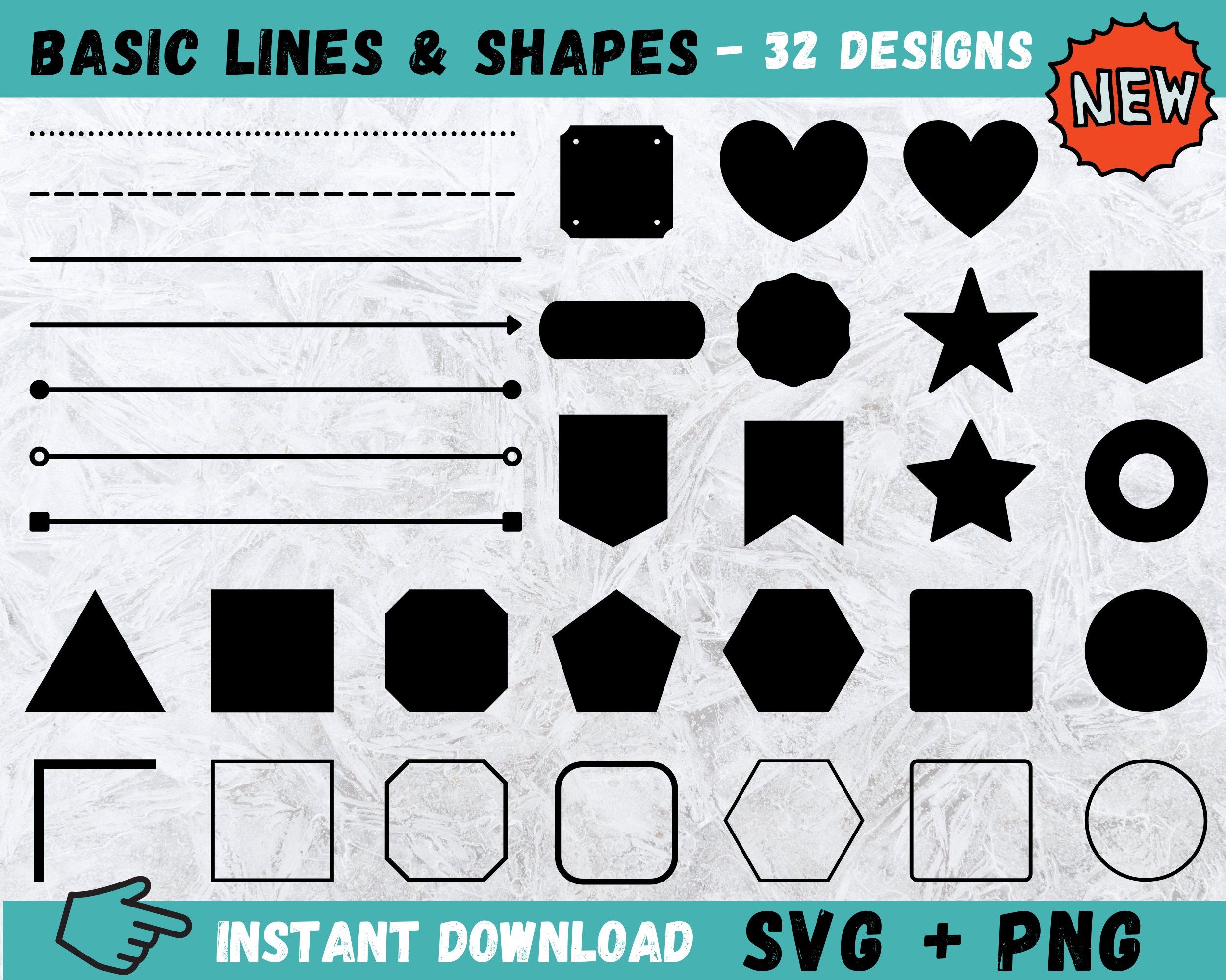 Basic Shapes SVG Lines Svg Shapes Cut File Square Clipart | Etsy