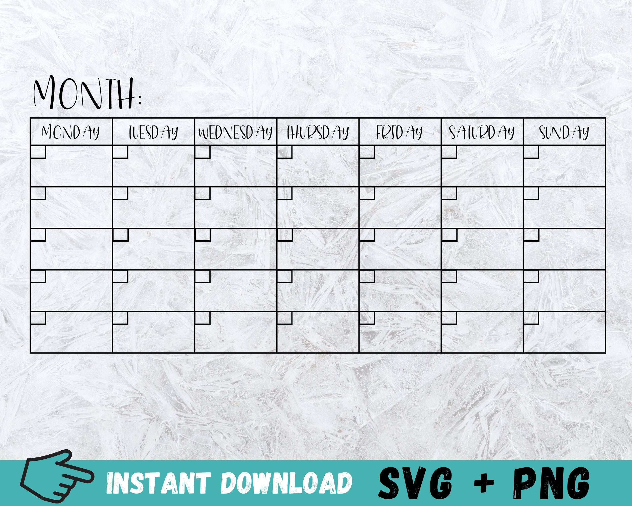 Calendar SVG Monthly Calendar Cut File Home Office Decor - Etsy