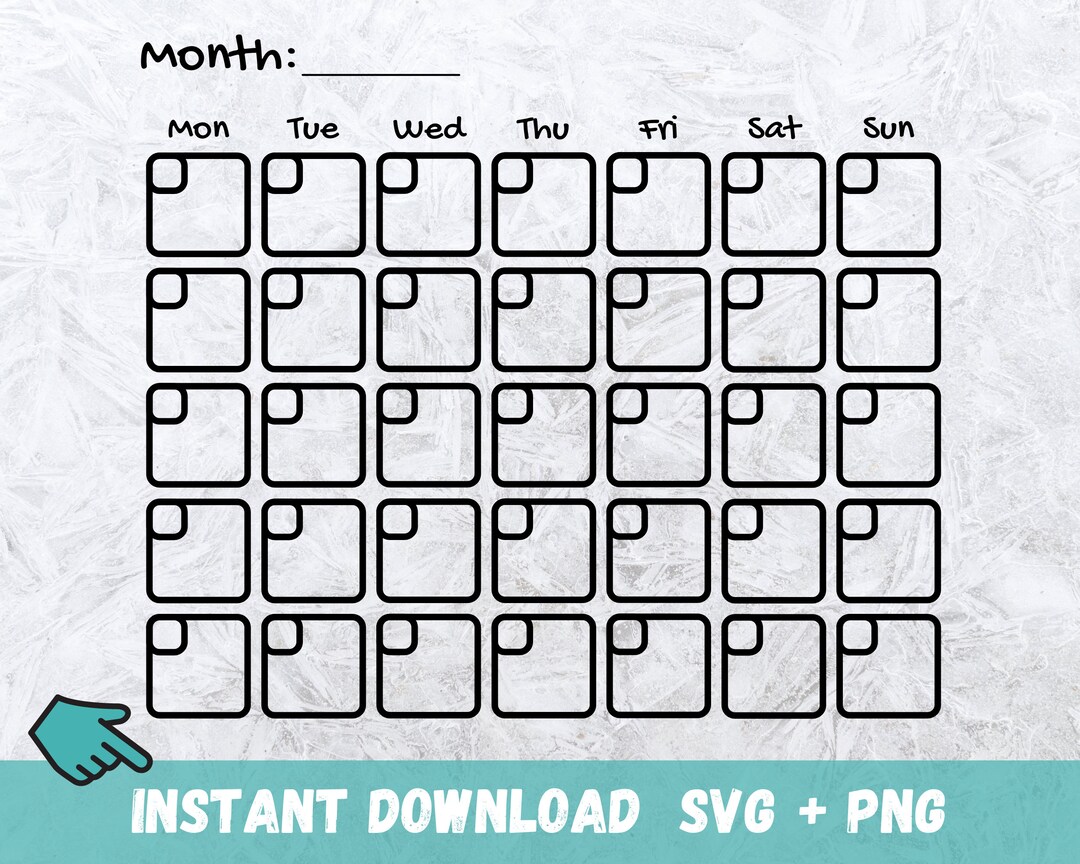 Calendar SVG File, Calendar SVG, Monthly Calendar Cut File, Calendar ...