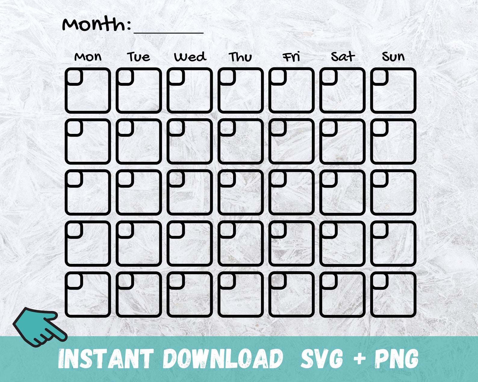 Calendar SVG File Calendar SVG Monthly Calendar Cut File - Etsy