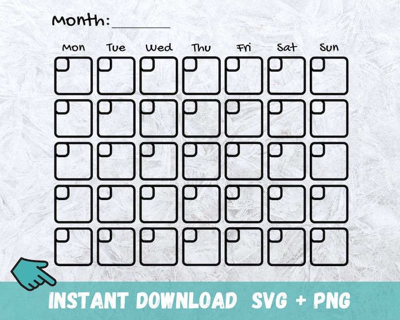 Calendar SVG File Calendar SVG Monthly Calendar Cut File - Etsy
