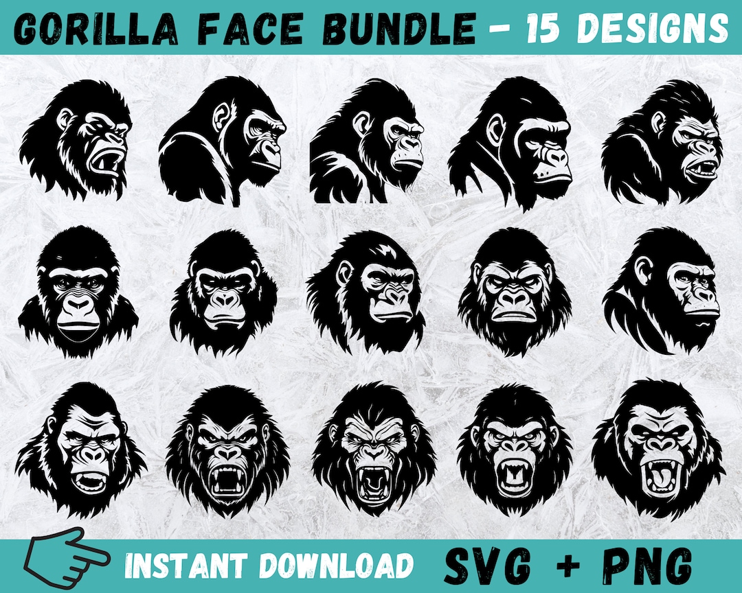Gorilla SVG, Gorilla Head Cricut, Gorilla Face Svg, Gorilla Face Cricut ...