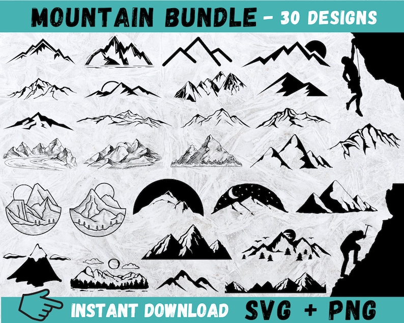 Mountain Svg Mountain Svg Bundle Mountain Wall Art Nature - Etsy