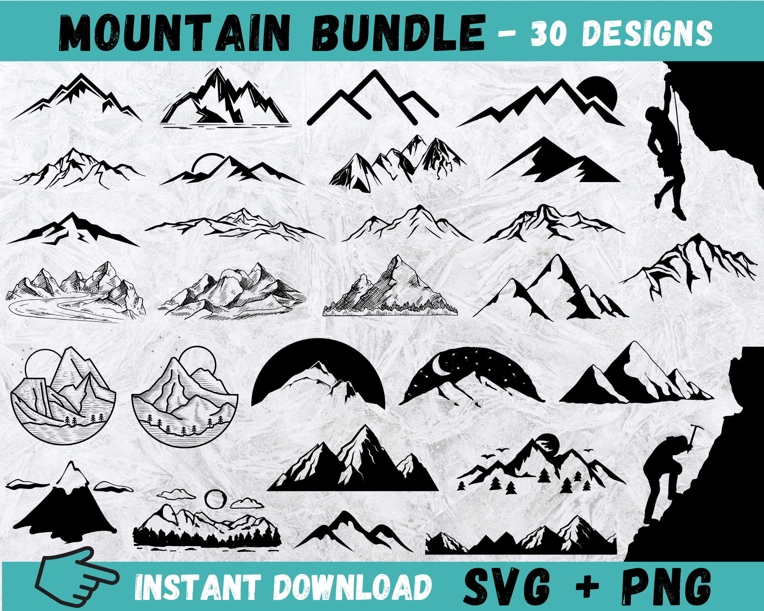 Mountain Svg Mountain Svg Bundle Mountain Wall Art Nature - Etsy