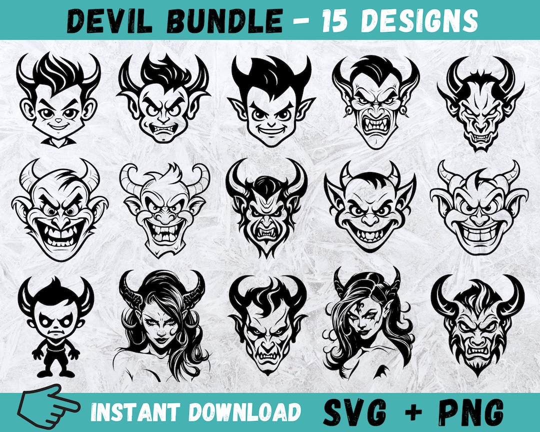 Devil SVG Bundle, Devil Clipart, Demon Cut Files, Evil Silhouette ...