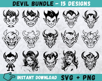 Devil SVG Bundle, Devil Clipart, Demon Cut Files, Evil Silhouette ...