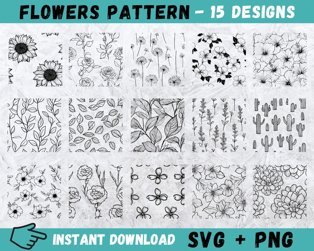 Flower Print Svg, Flower Pattern Svg, Flower Wrap Cricut, Dandelion ...
