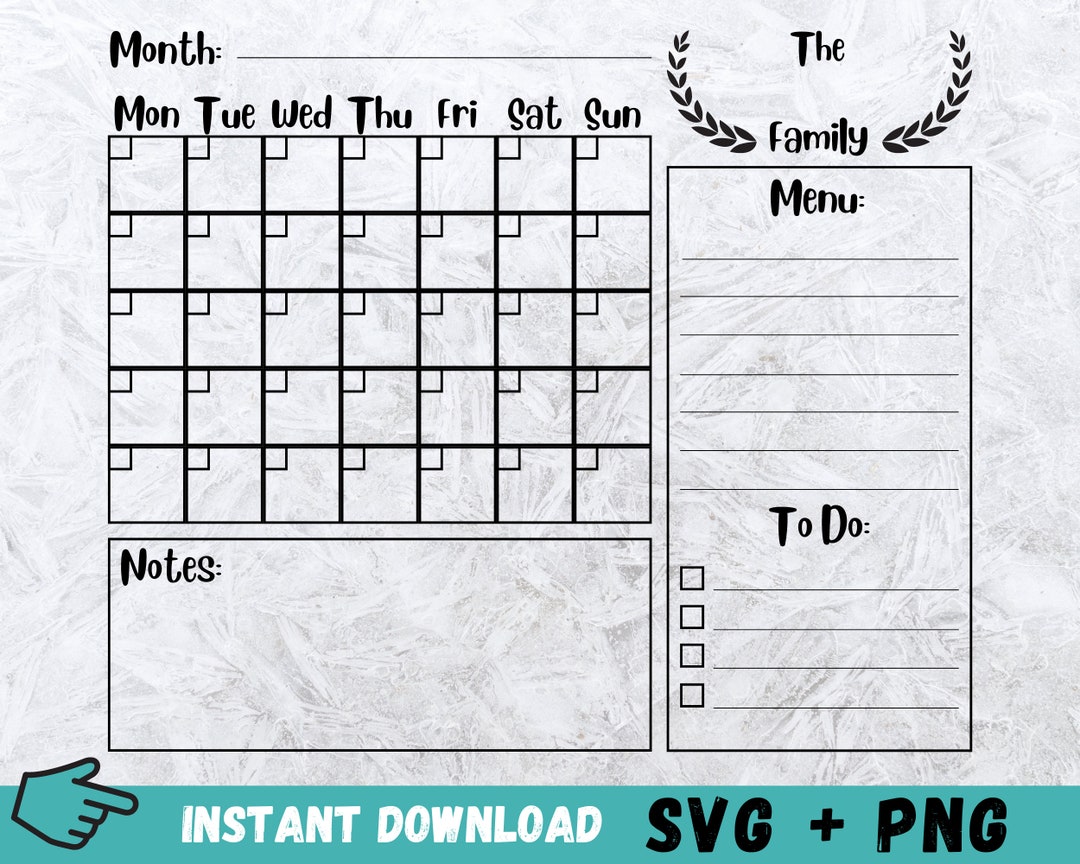 Family Calendar SVG, Calendar Svg, Calendar Cut File, Home Decor Svg ...