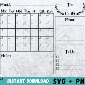 Family Calendar SVG Calendar Svg Calendar Cut File Home | Etsy