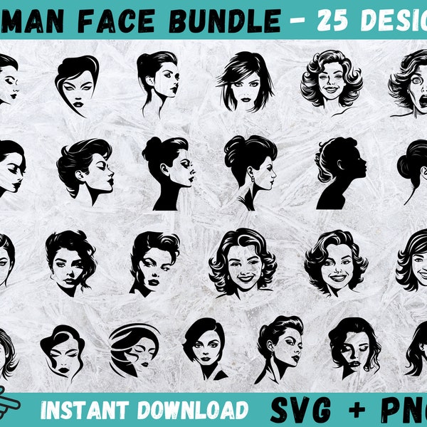 Woman Face Svg - Etsy