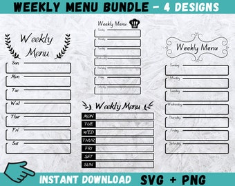 Weekly Menu Svg | Etsy
