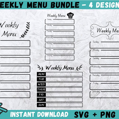 Weekly Menu SVG Meal Planner SVG Printable Meal Planner - Etsy Canada